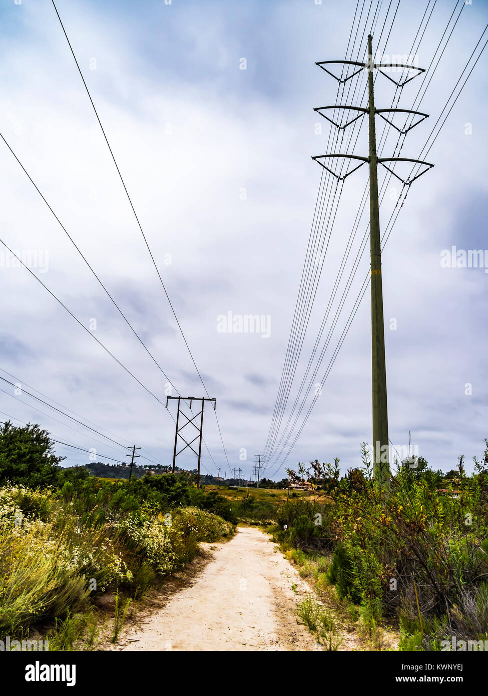 electric high voltage transmission lines Stock Photo - Alamy