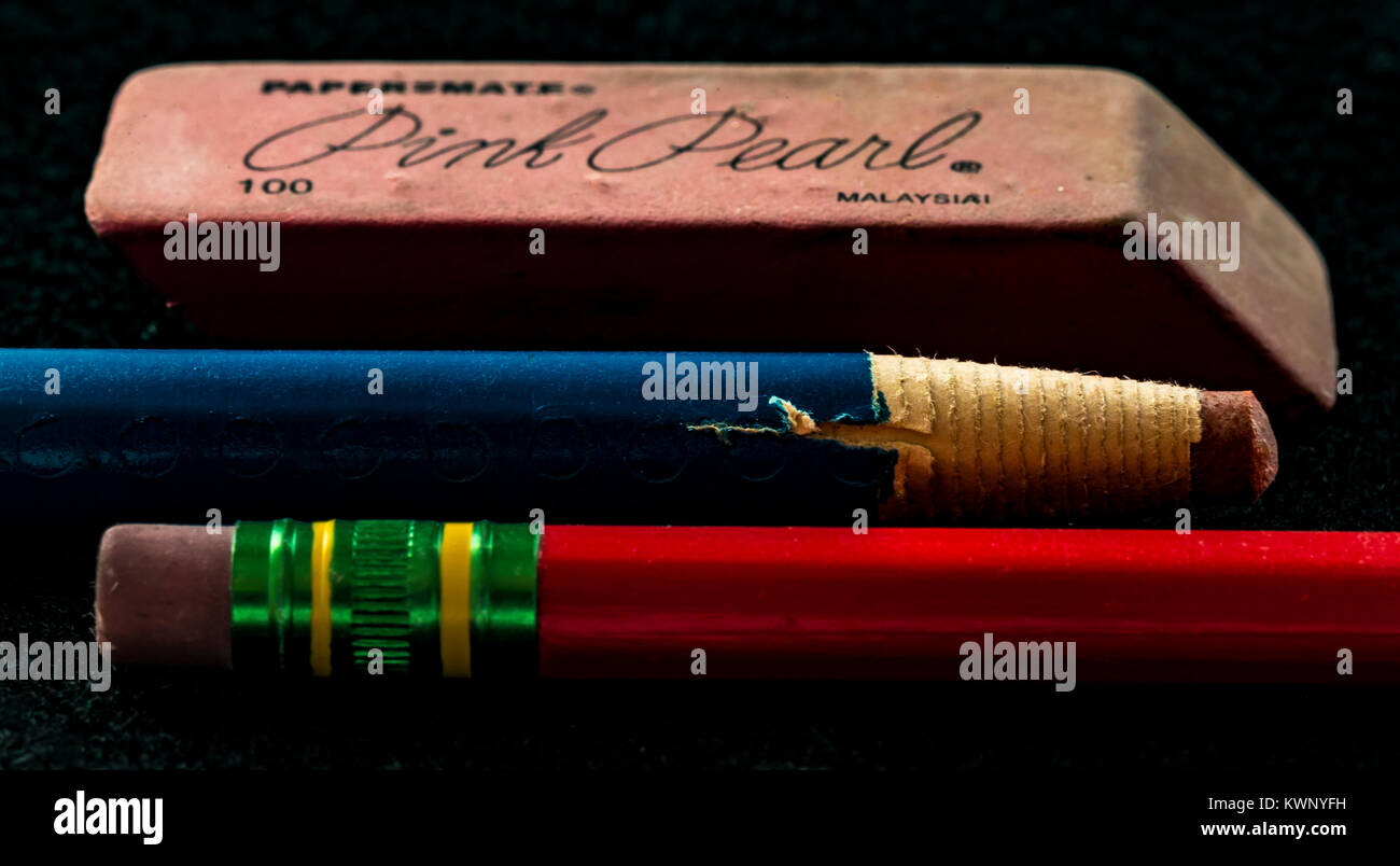 three pencil erasers Stock Photo - Alamy