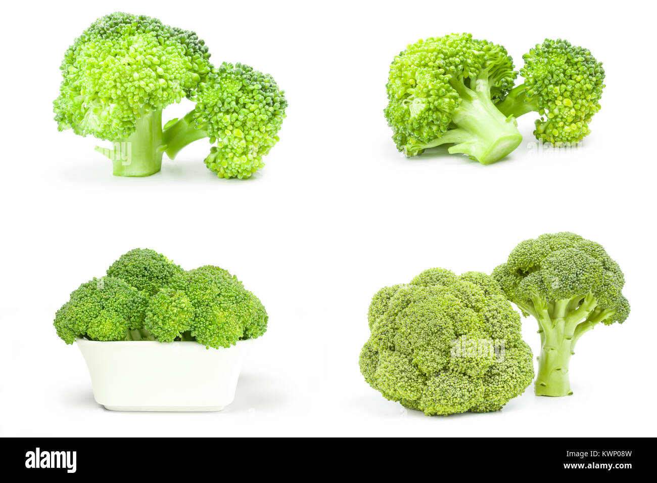 Group of fresh raw broccoli isolated on a white cutout Stock Photo - Alamy