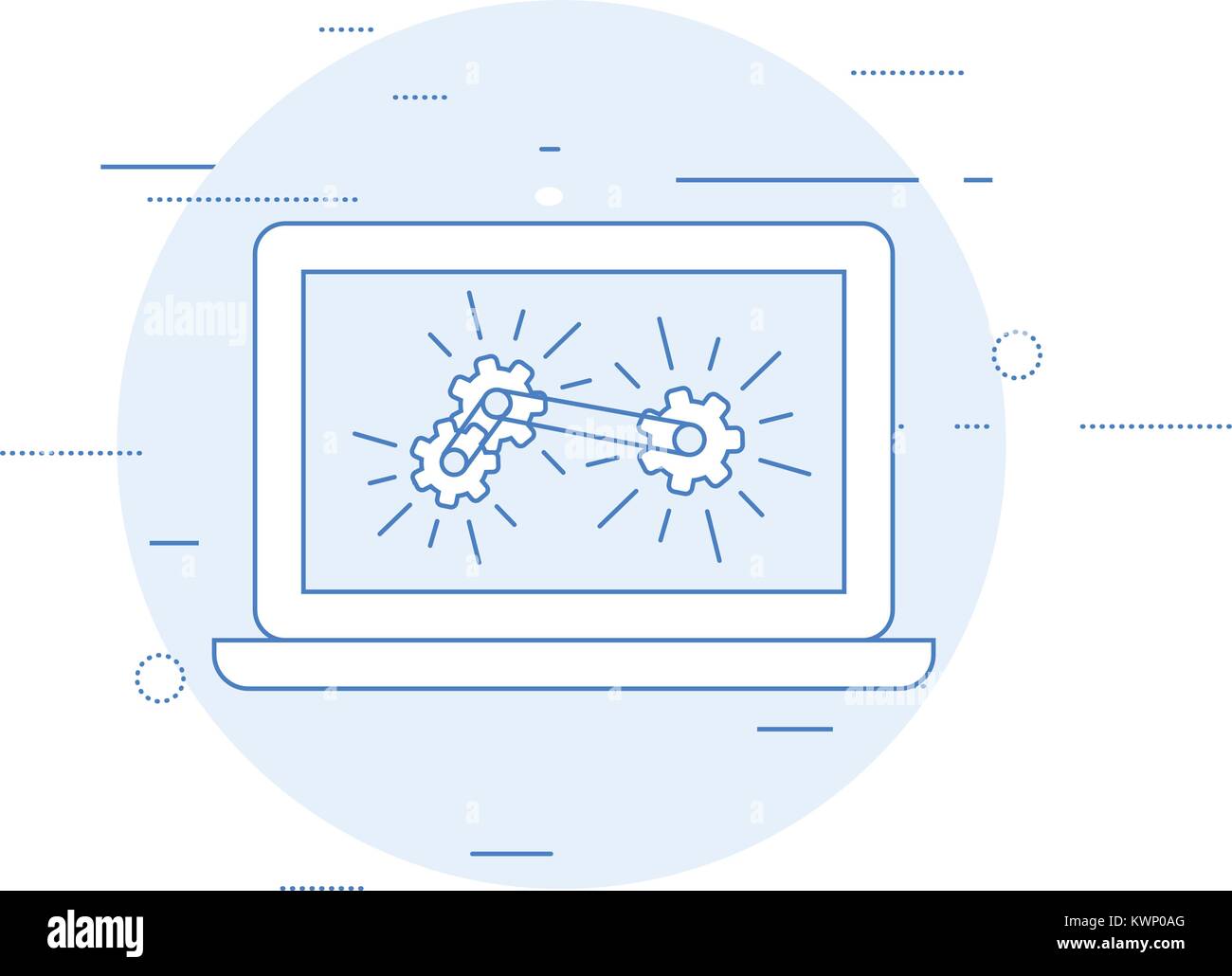 Laptop and gear mechanism - computation and analytics concept Stock ...