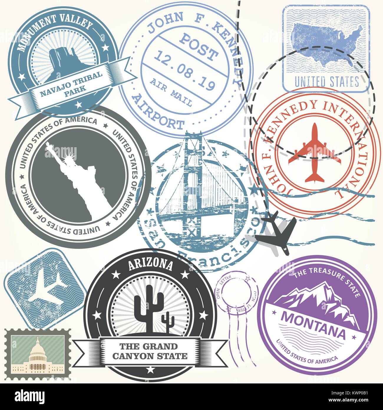 Usa stamp plane hi-res stock photography and images - Alamy