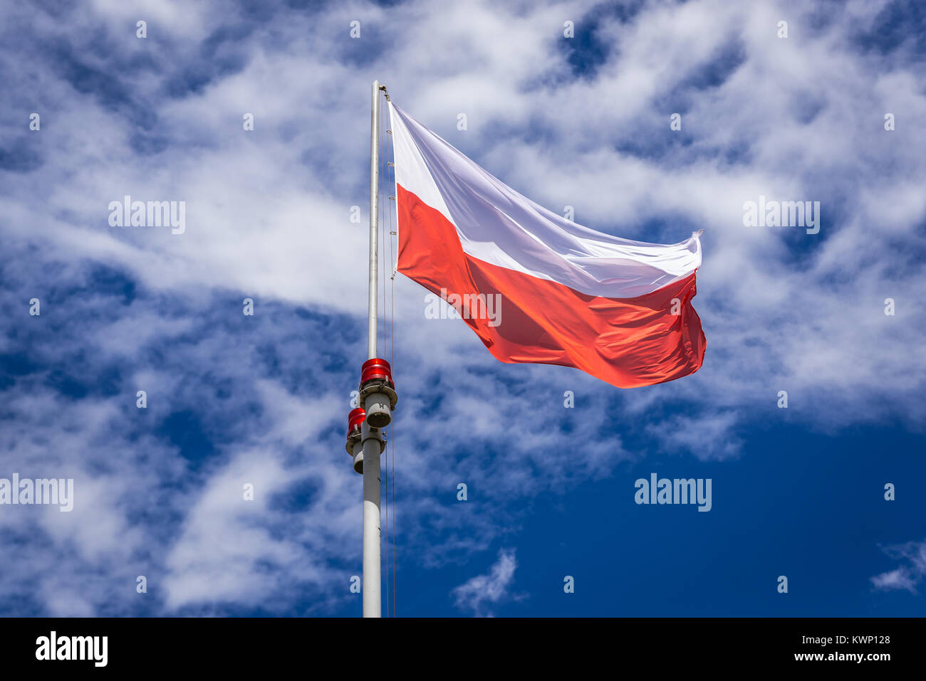 Polish flag on Pilsudski Mound also called Independence Mound on the ...