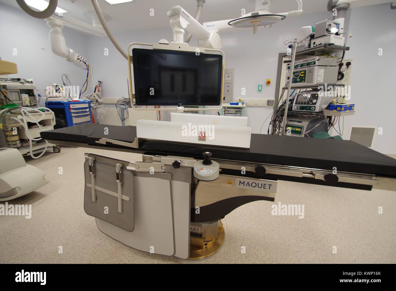 Advanced Operating Table in a Modern British Hospital Operating Theatre ...