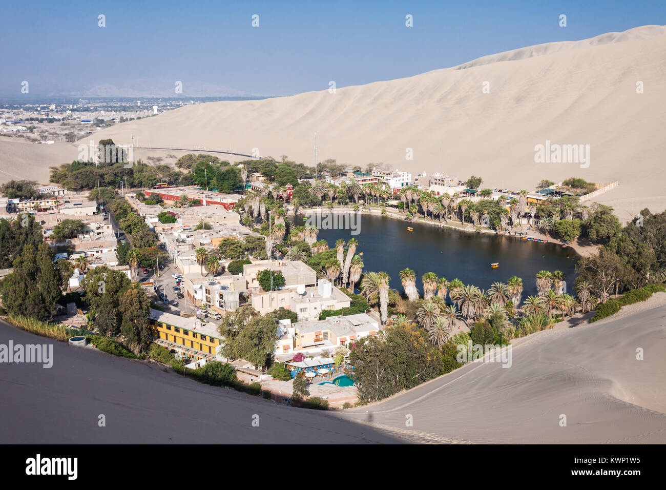 Huacachina oasis in the Ica Region, Peru Stock Photo - Alamy