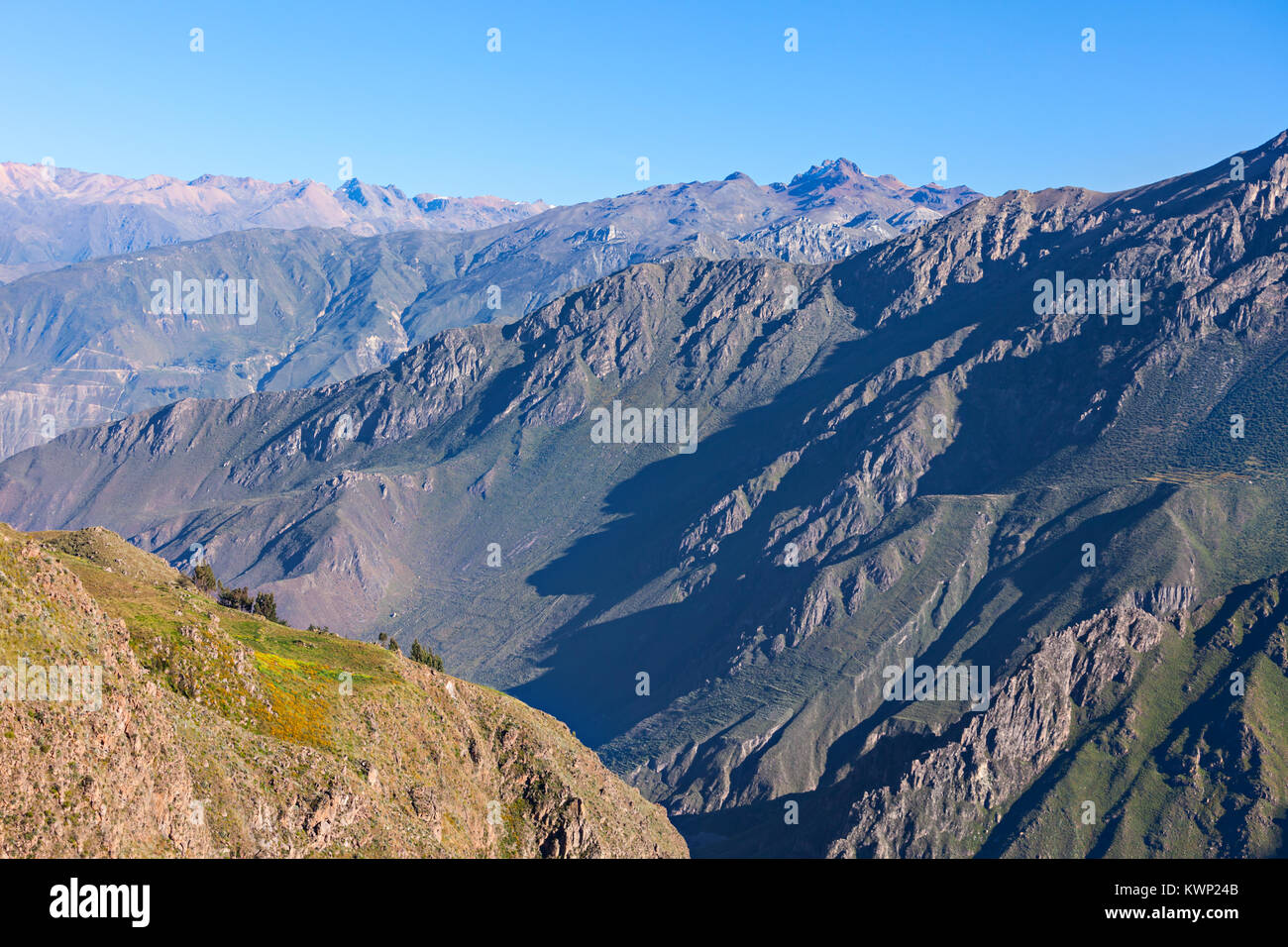 Colca Canyon is a canyon of the Colca River in southern Peru Stock ...