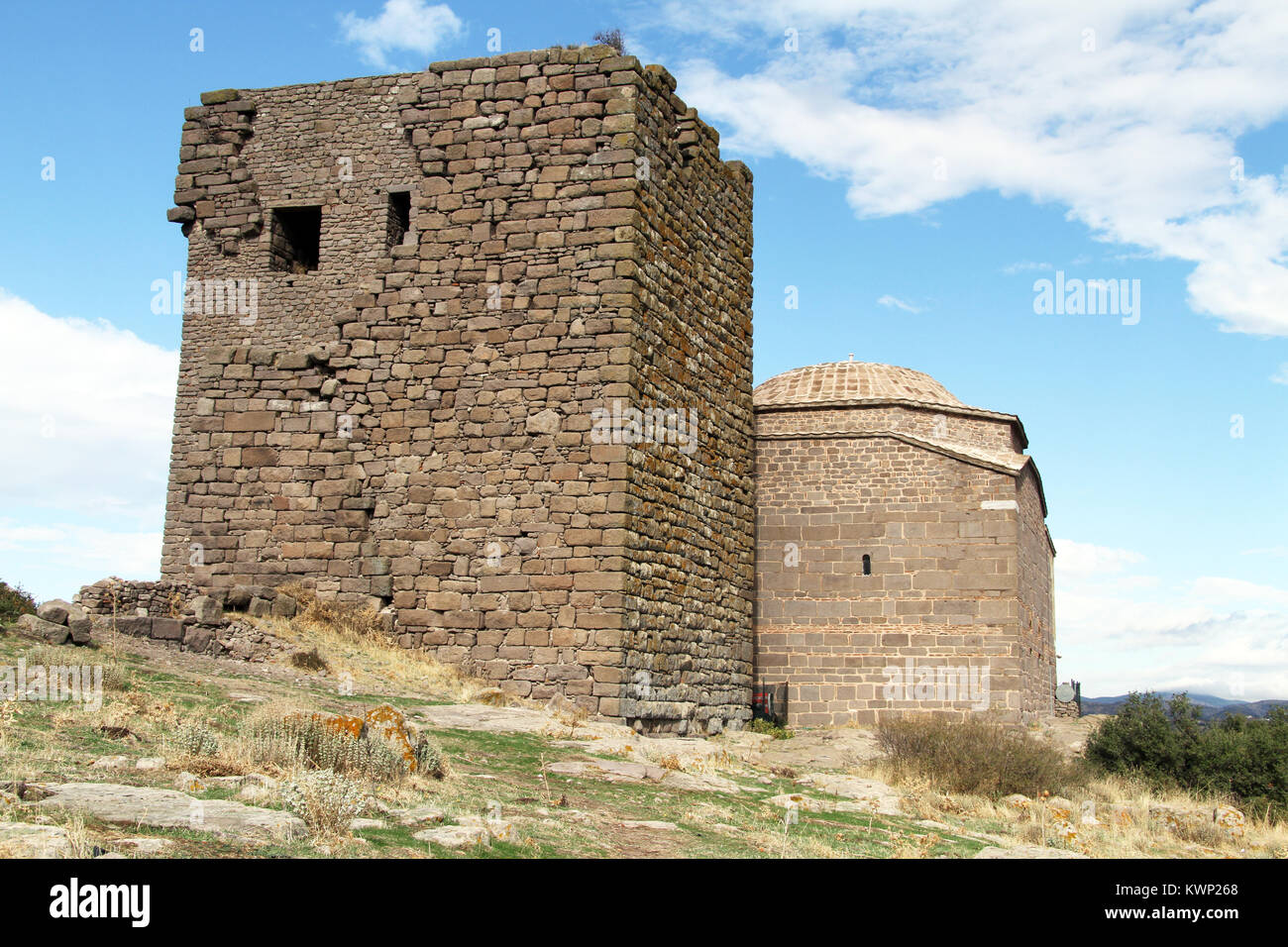 Brick mosque and tower in Assos, Turkey Stock Photo - Alamy