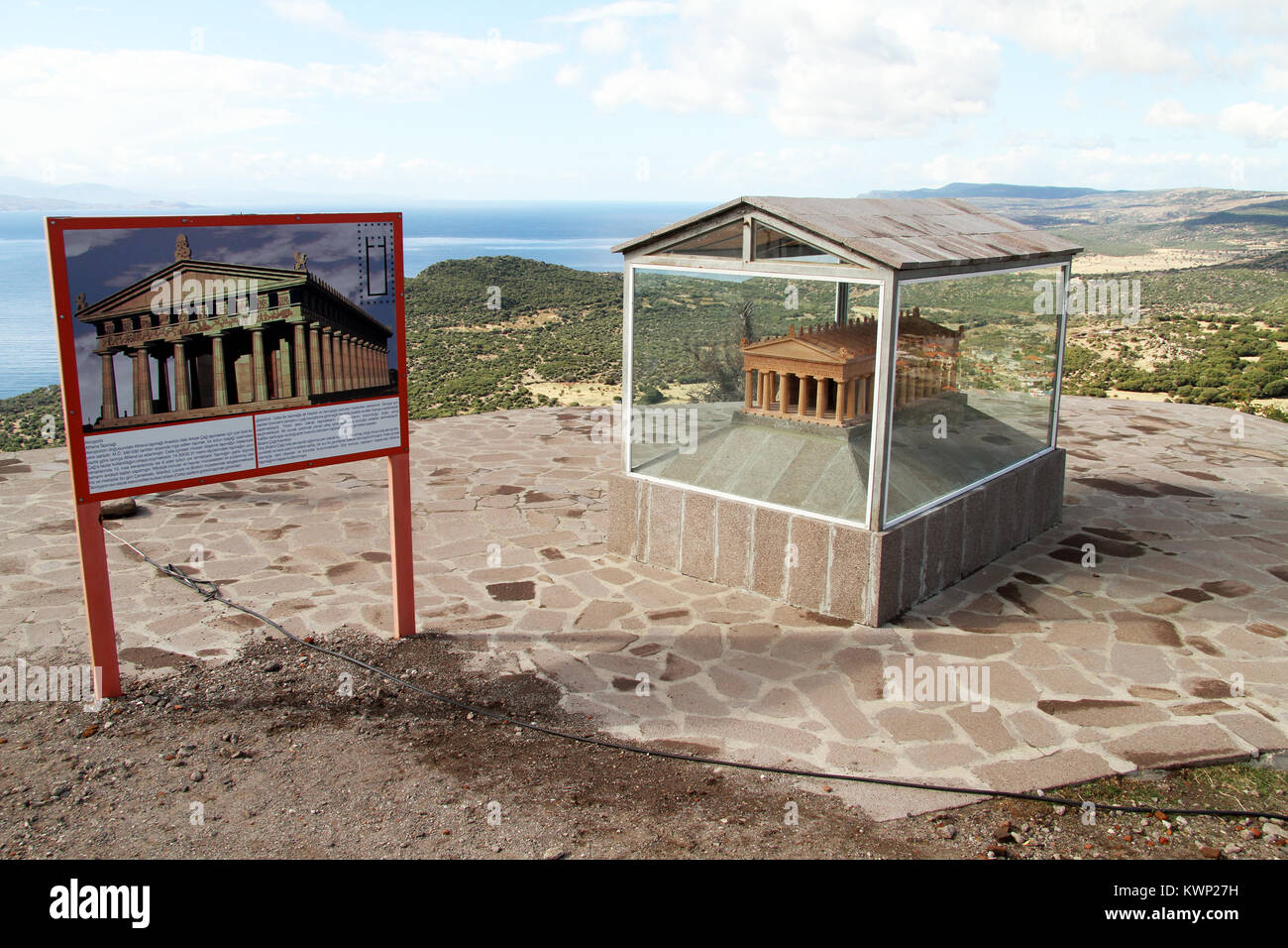 Model of Athena temple in glass box in ssos, Turkey Stock Photo - Alamy