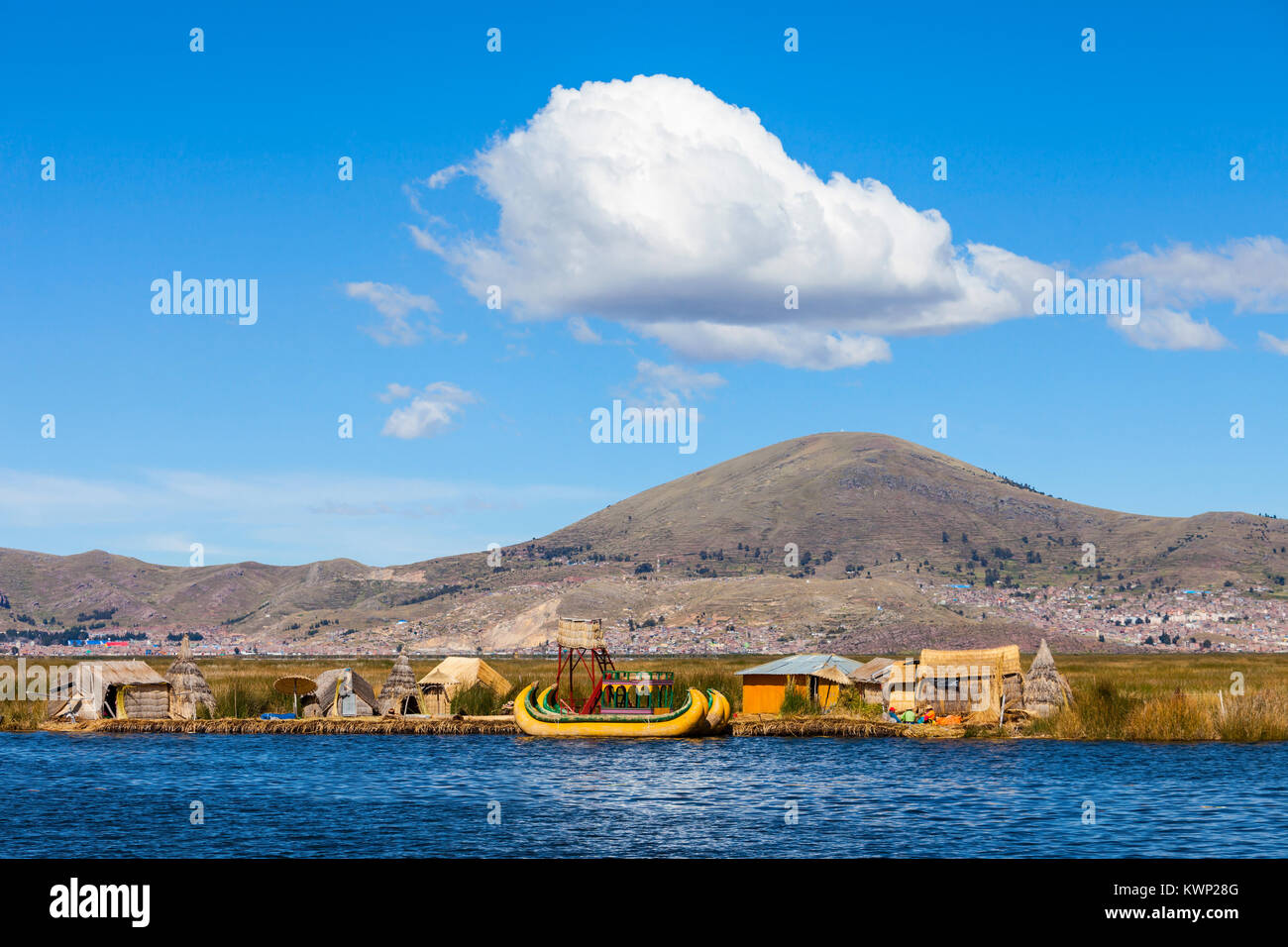 Uros floating island near Puno city, Peru Stock Photo - Alamy