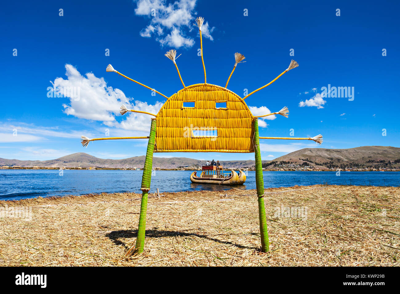 Uros floating island near Puno city, Peru Stock Photo - Alamy