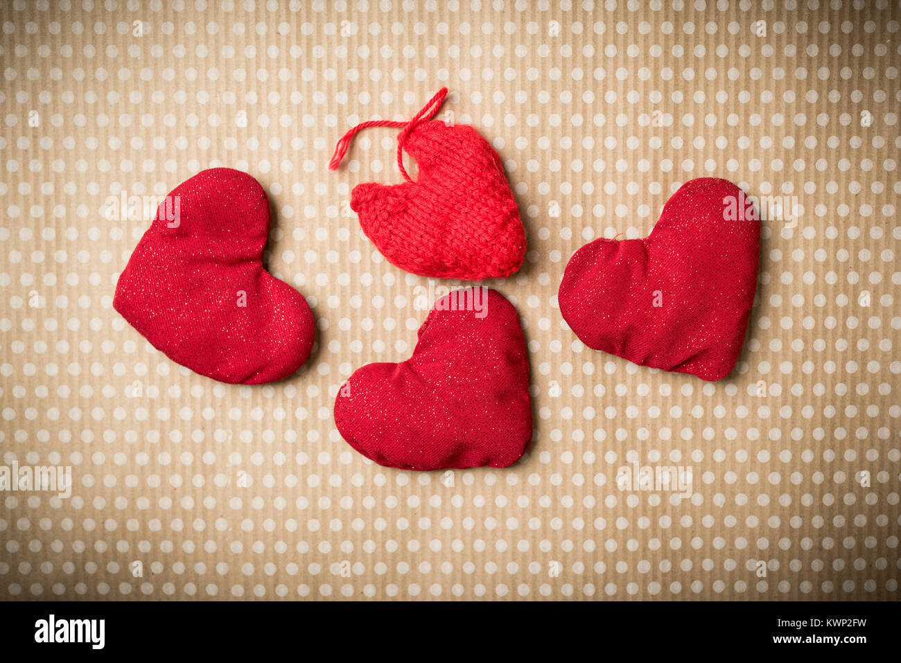 Colorful knitted hearts Stock Photo - Alamy