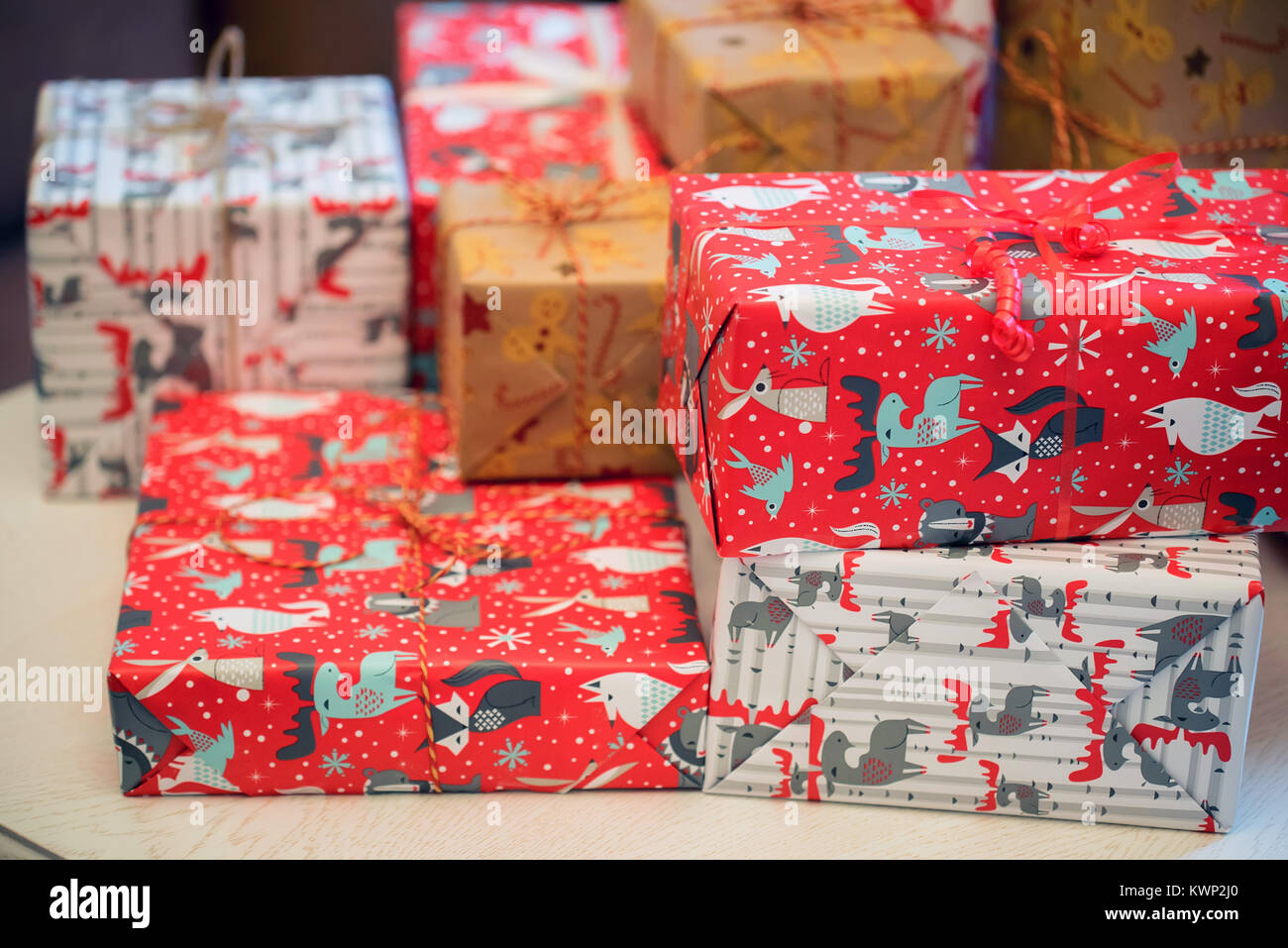 Stack gift boxes view hi-res stock photography and images - Alamy