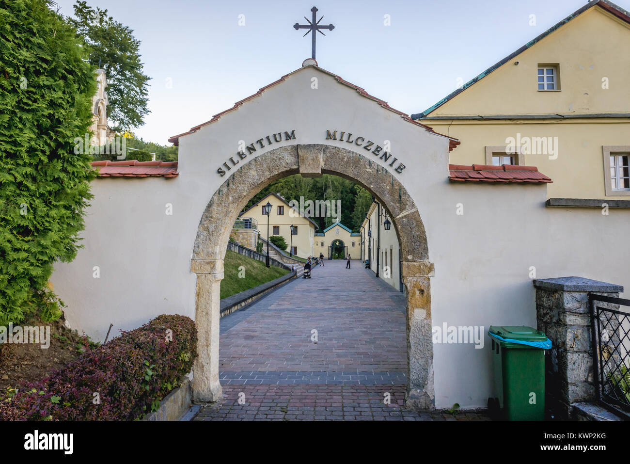 Gate with the Latin word Silentium (Silence) in Monastery of Discalced ...
