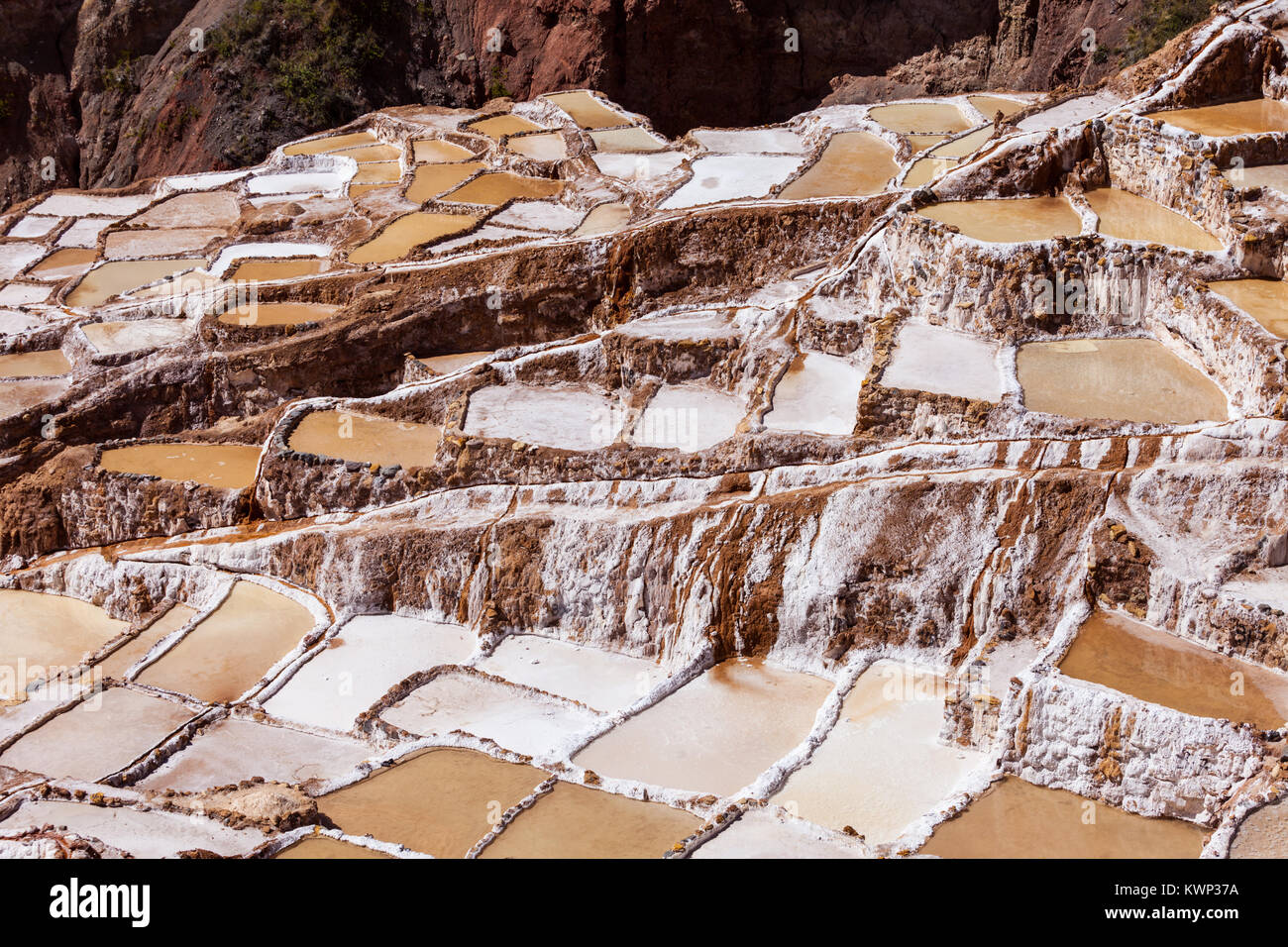 Salinas de Maras, Pre Inca traditional salt mine in Peru Stock Photo ...