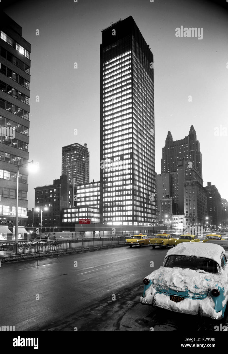 Vintage colorized photo of the Seagram Building under construction ...