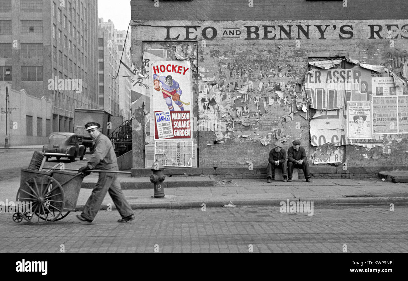 Old New York Rangers hockey game advertisement in New York circa 1943 ...