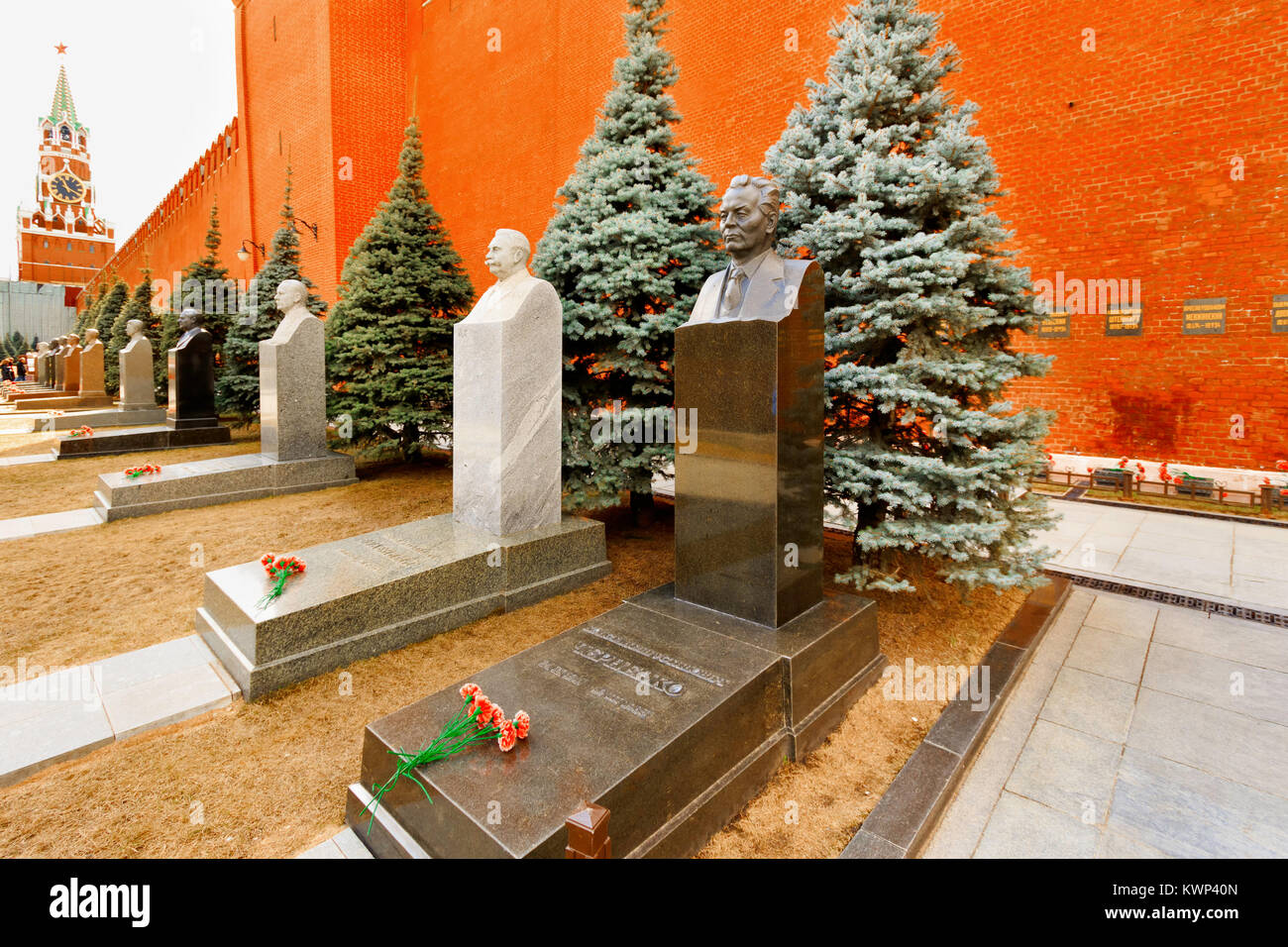 Moscow, Russia- April 19 2015: Views of burials and Mausoleum at The ...