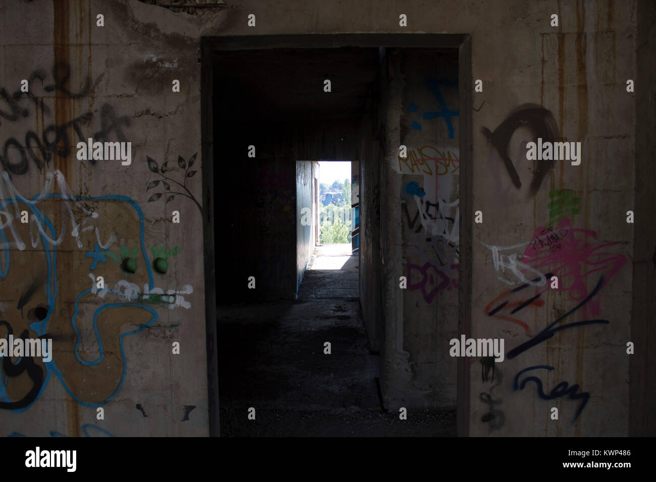 Path inside the abandoned building Stock Photo - Alamy