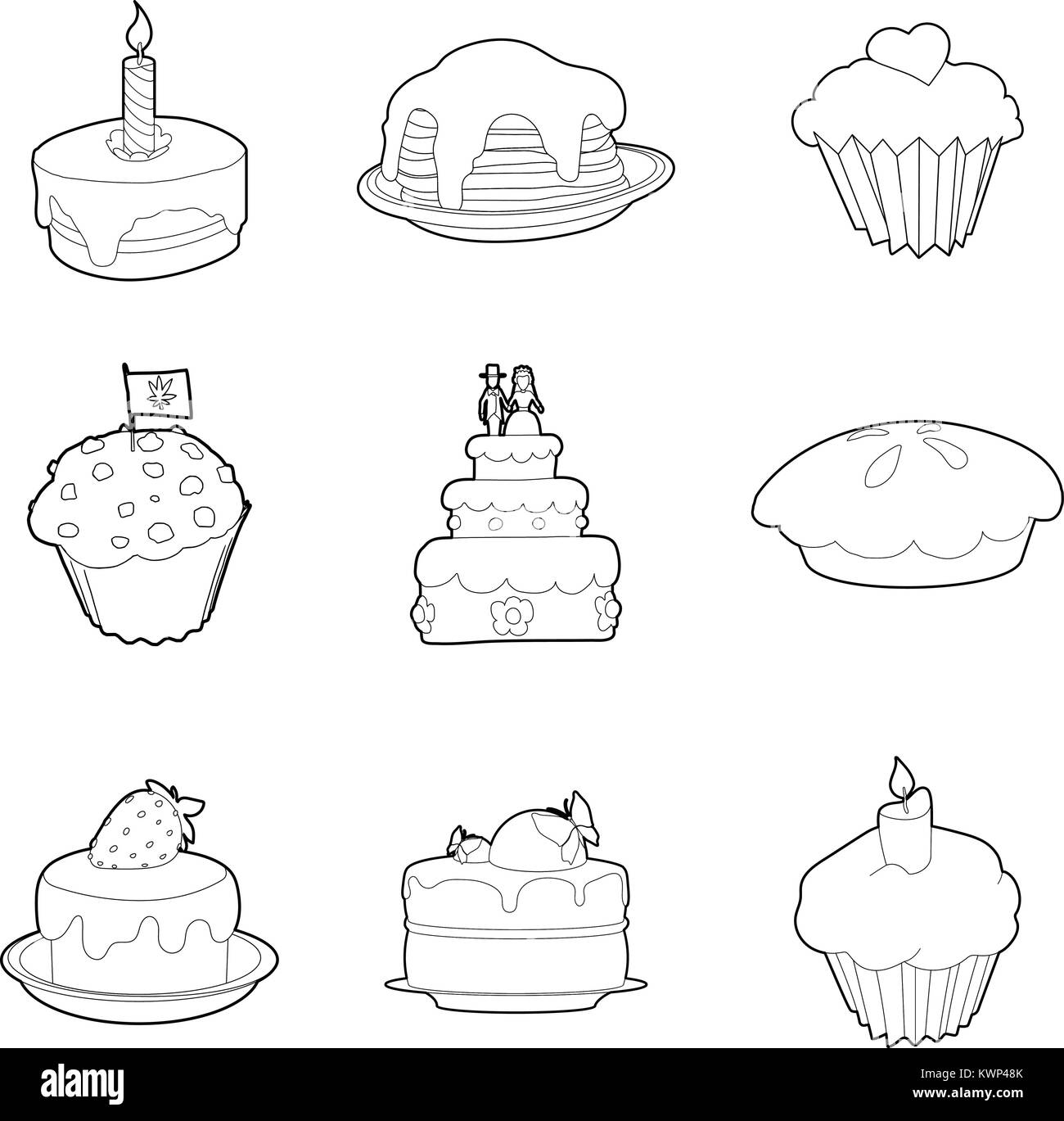 Muffin icon flat style Black and White Stock Photos & Images - Alamy