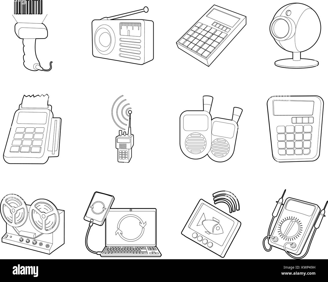 Electric device icon set, outline style Stock Vector Image & Art - Alamy