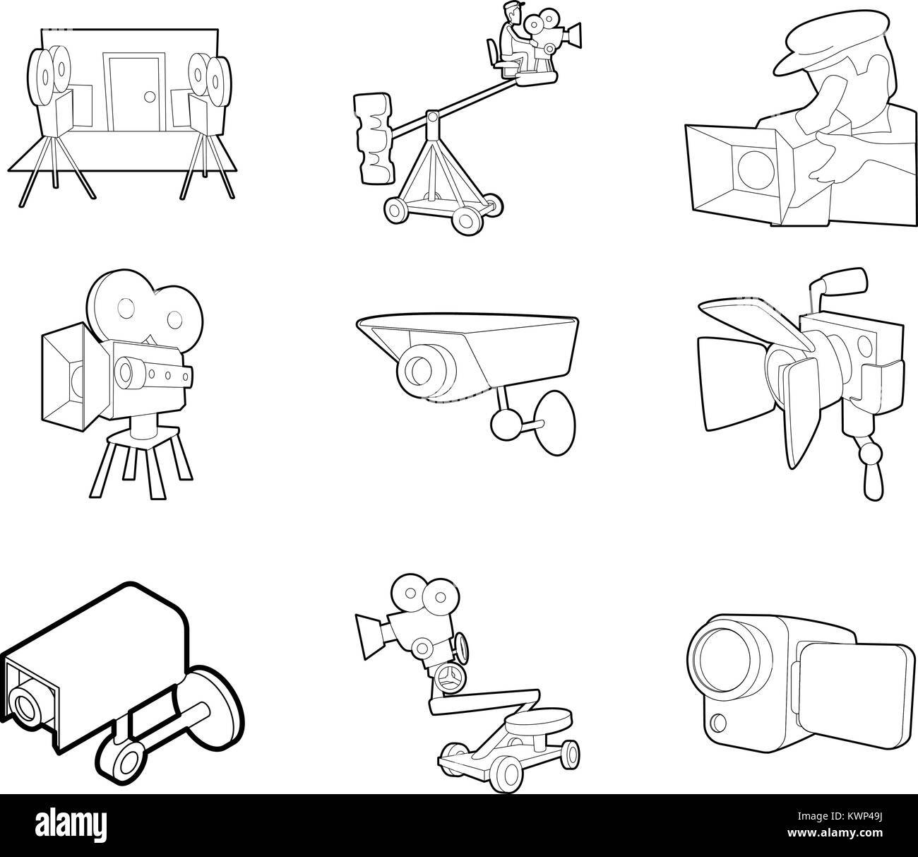 Video camera icon set, outline style Stock Vector Image & Art - Alamy