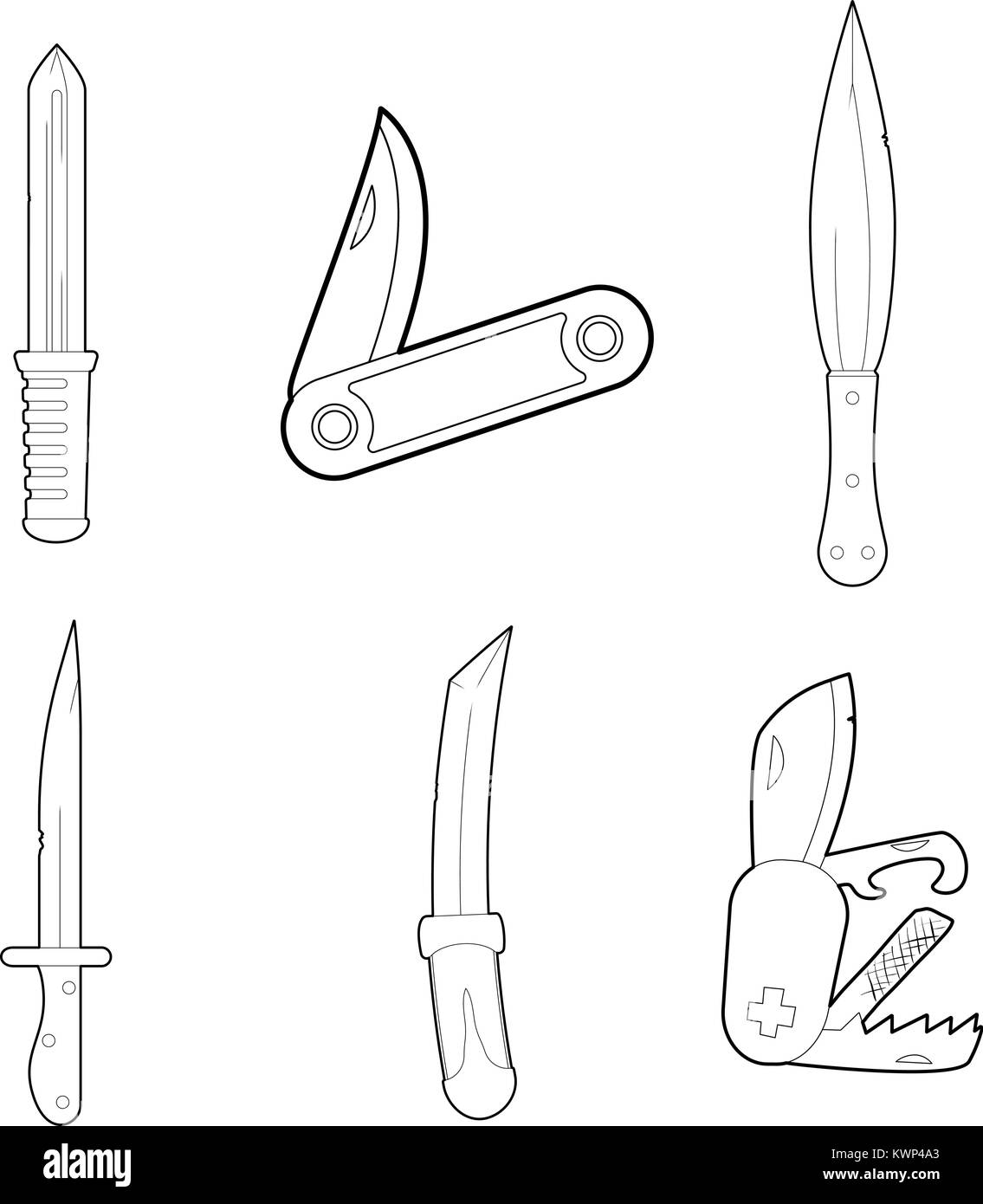 Knife icon set, outline style Stock Vector Image & Art - Alamy