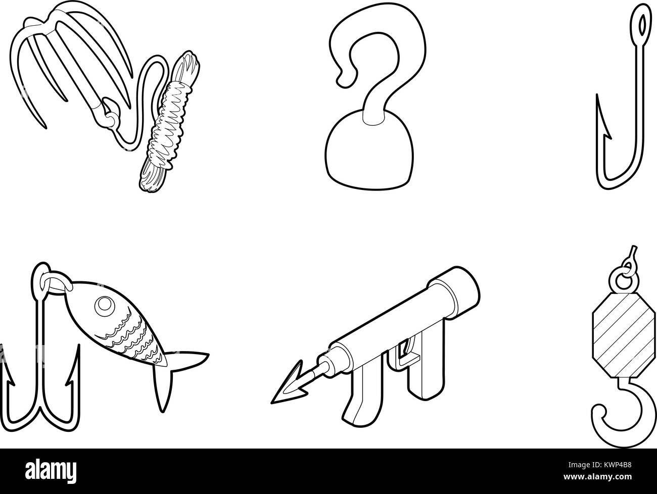 Hook icon set, outline style Stock Vector Image & Art - Alamy