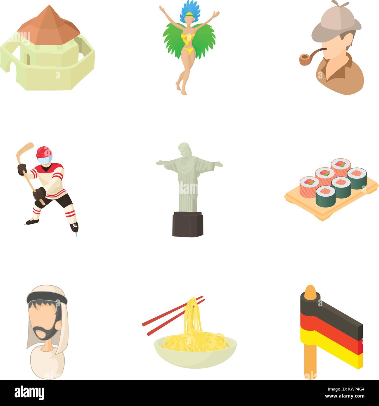 Culture of countrie icons set, cartoon style Stock Vector Image & Art ...