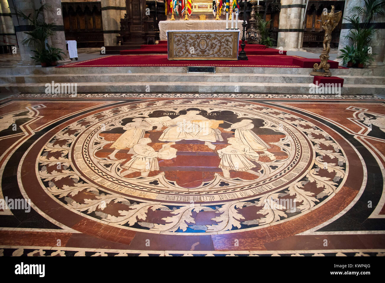 The Story of King David marble mosaic floor inlay by Pinturicchio in ...
