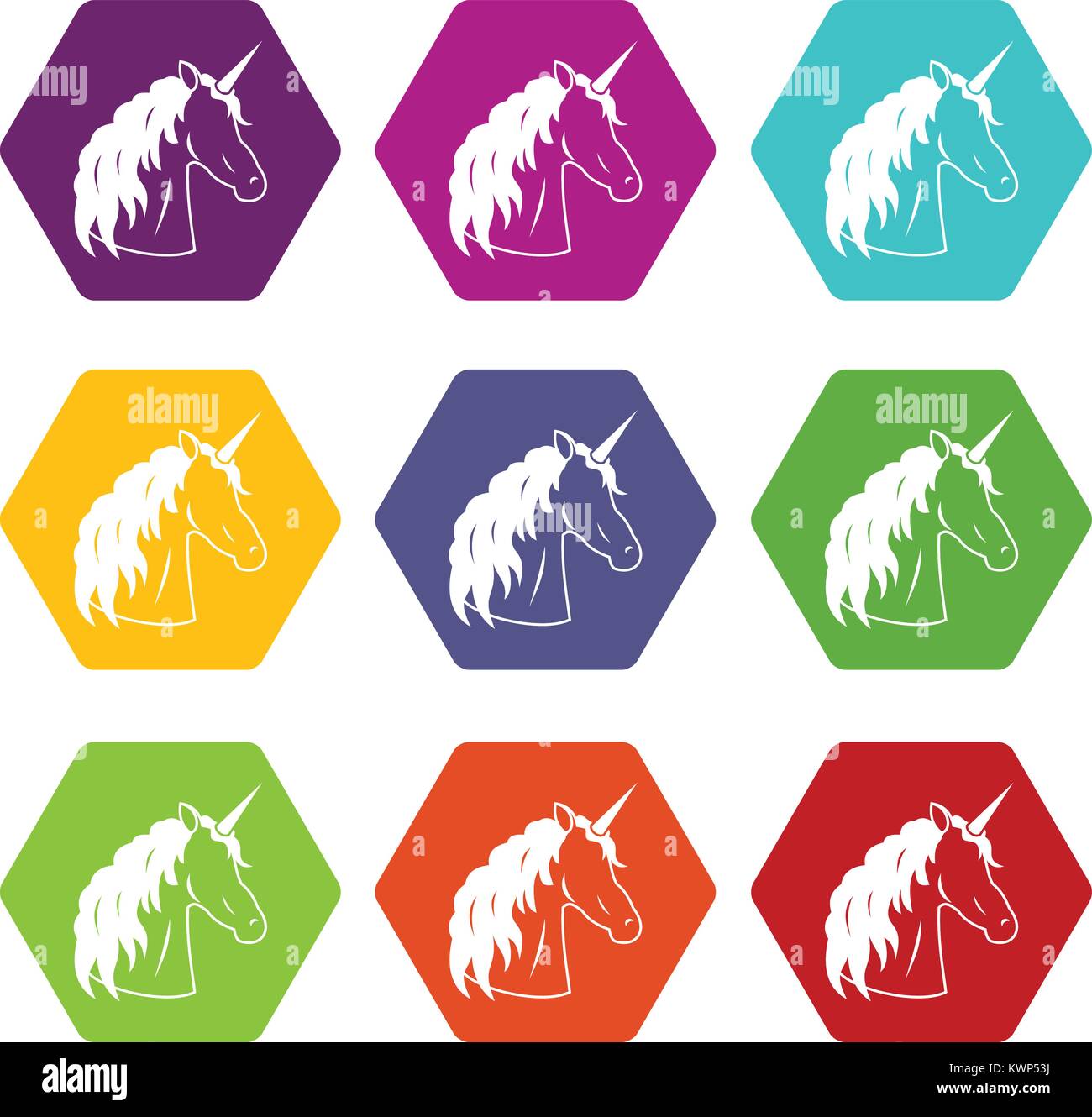 Unicorn icon set color hexahedron Stock Vector Image & Art - Alamy
