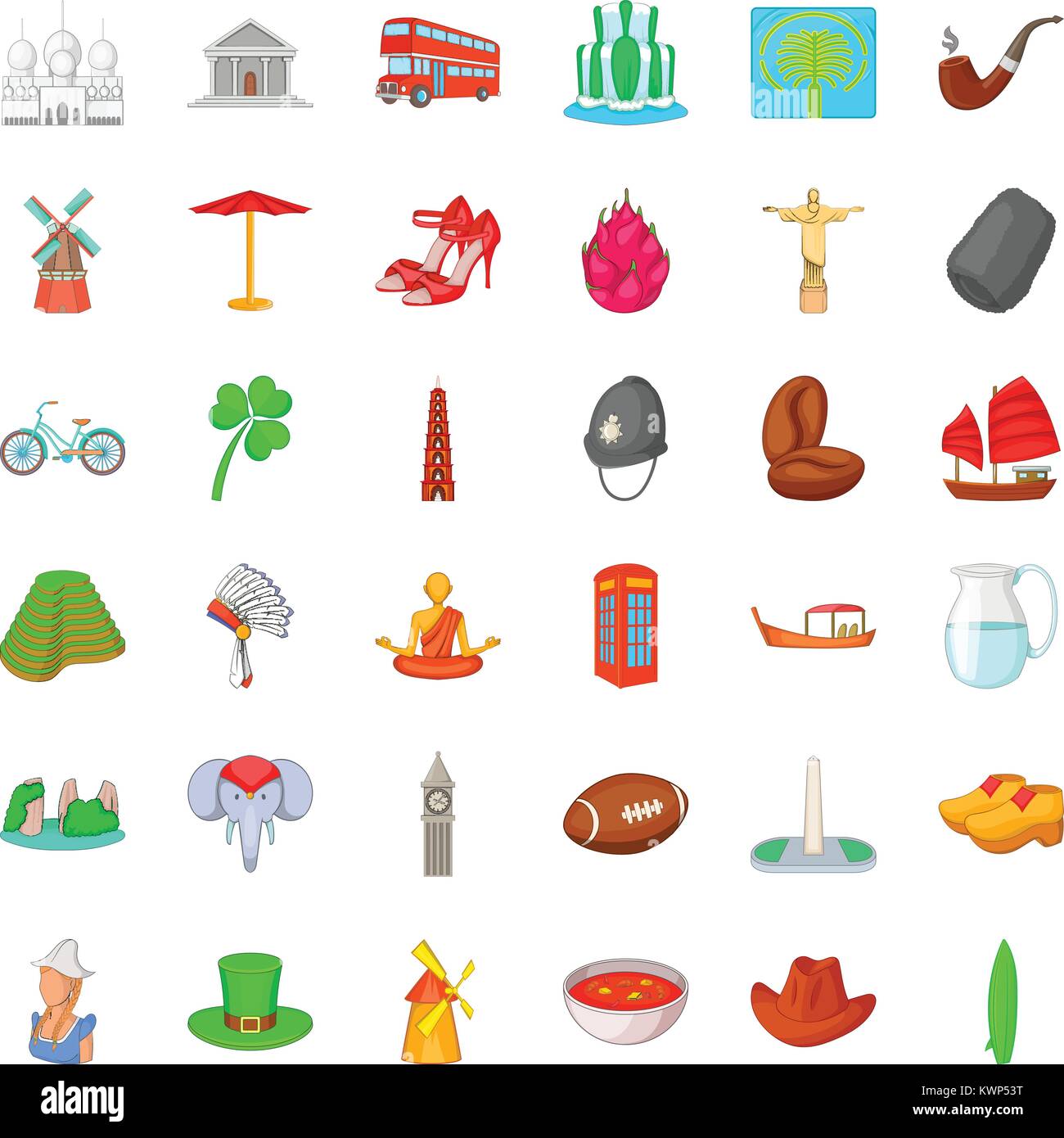 Landmark icons set, cartoon style Stock Vector Image & Art - Alamy