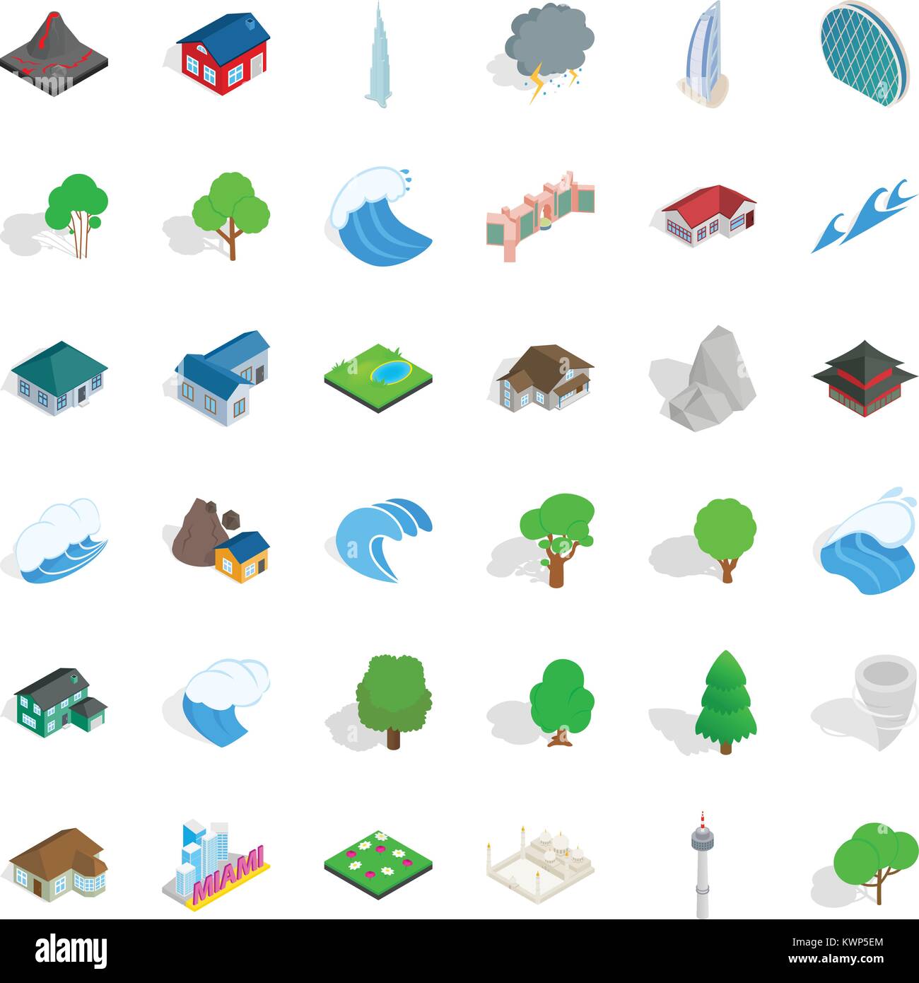 Flood icons set, isometric style Stock Vector Image & Art - Alamy