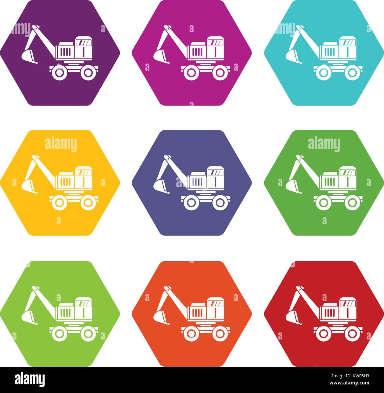 Excavator icon set color hexahedron Stock Vector Image & Art - Alamy