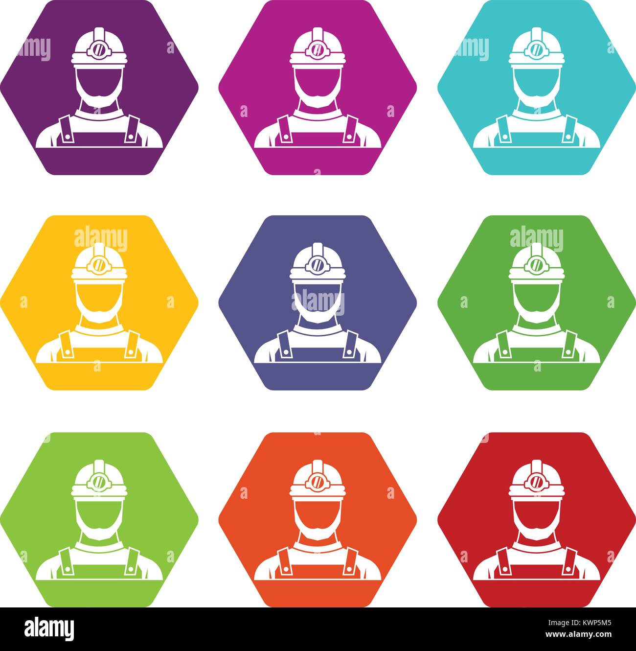 Male miner icon set color hexahedron Stock Vector Image & Art - Alamy
