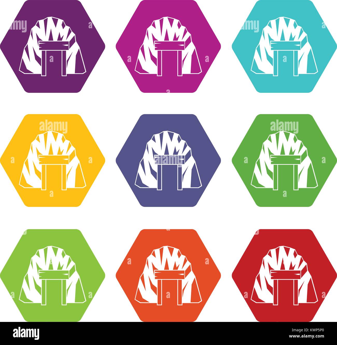 Mine in mountain icon set color hexahedron Stock Vector Image & Art - Alamy