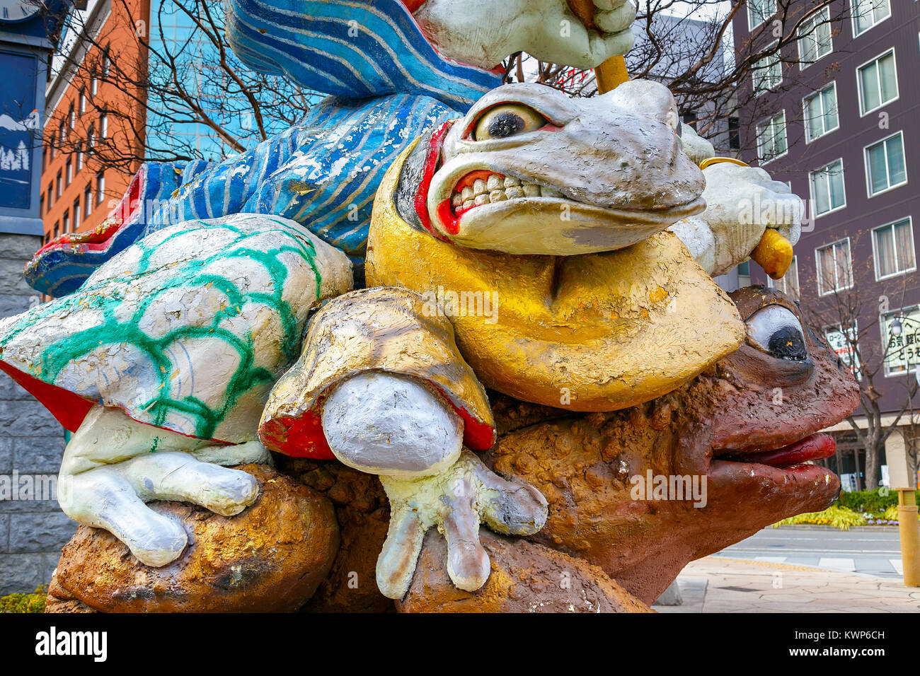 Matsumoto, Japan - November 21 2015: Samurai Frogs statue at Nawate ...