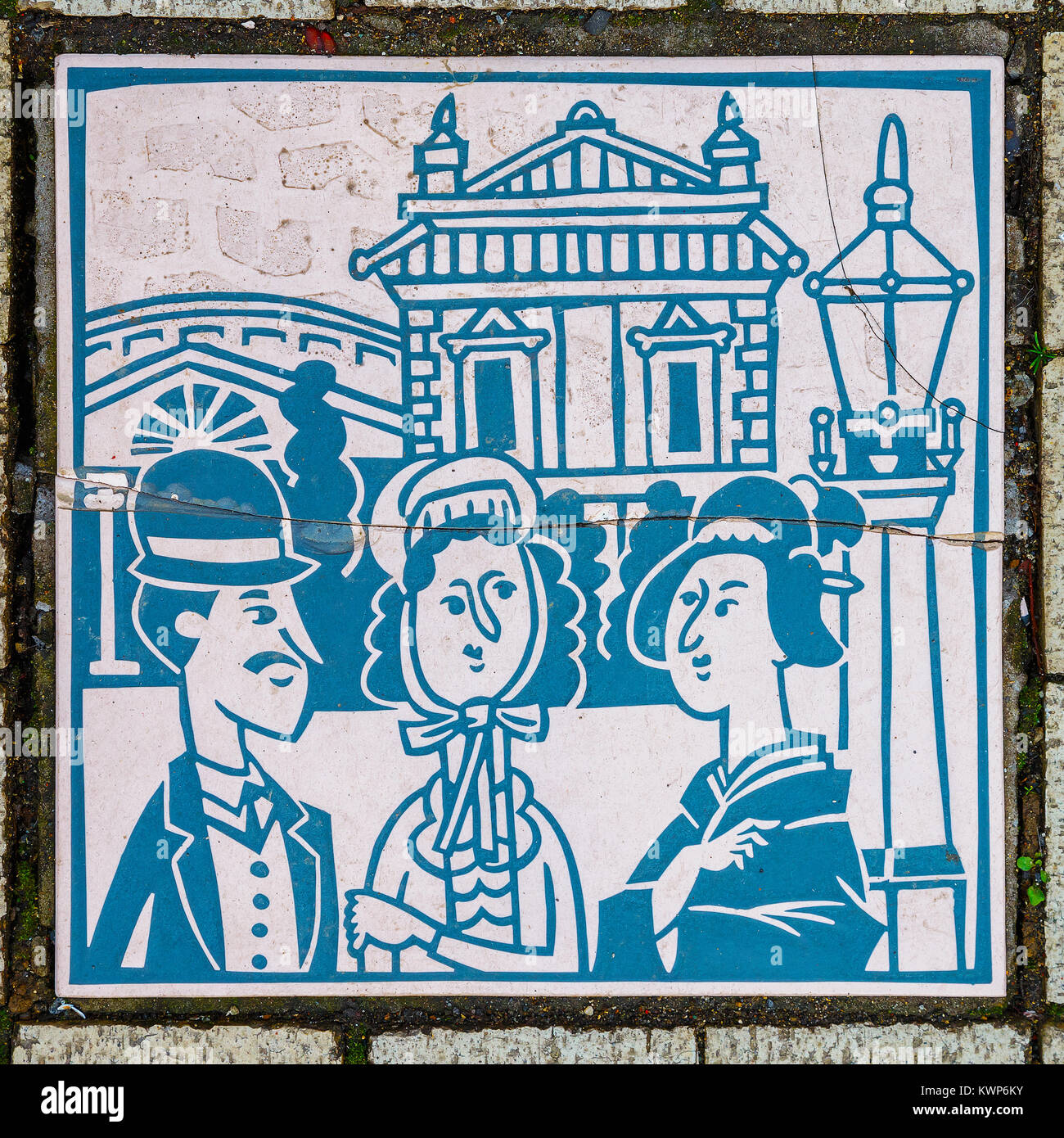 YOKOHAMA, JAPAN - NOVEMBER 24 2015: Signs along footpath on the side of ...