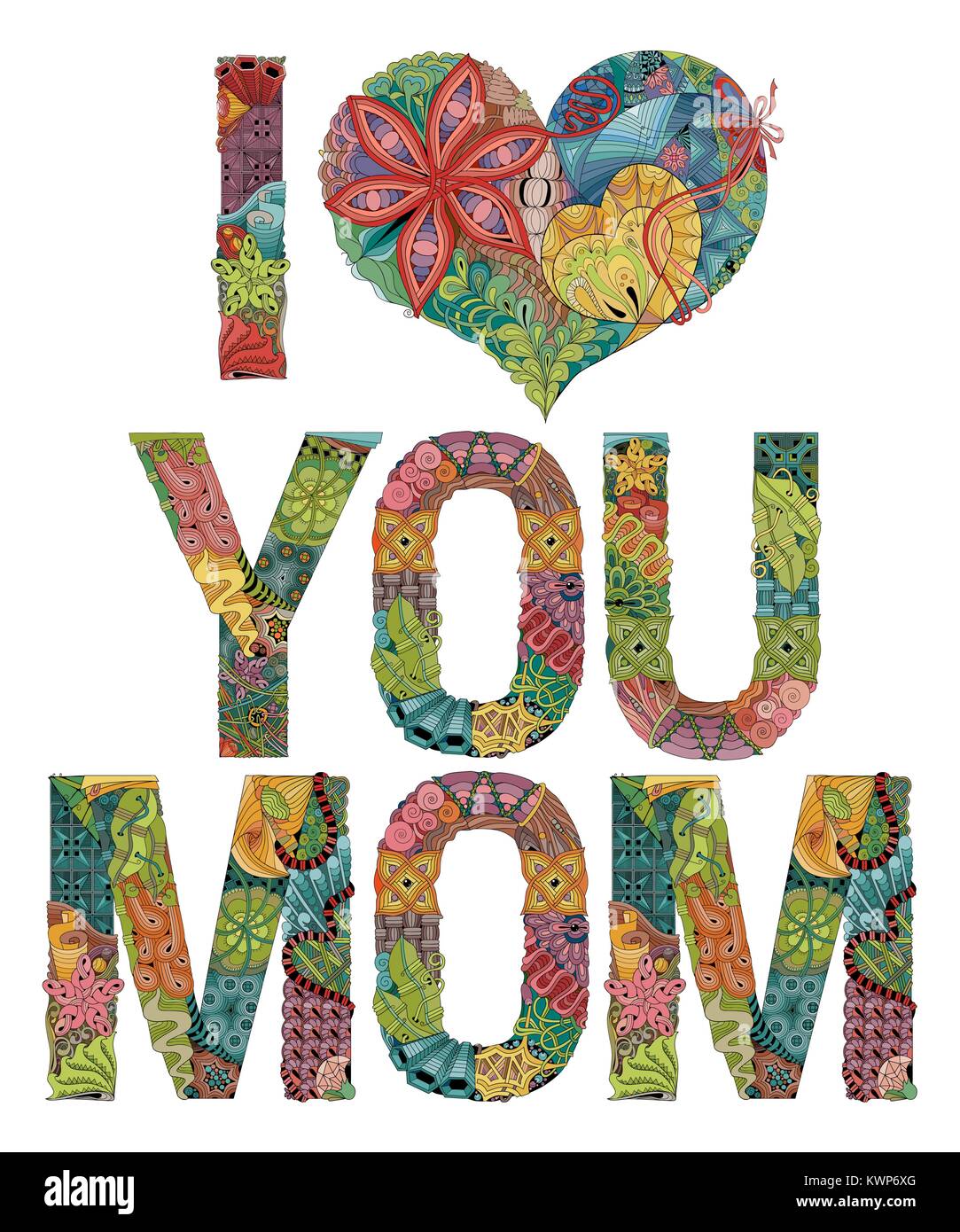 Love mom word lettering Cut Out Stock Images & Pictures - Alamy