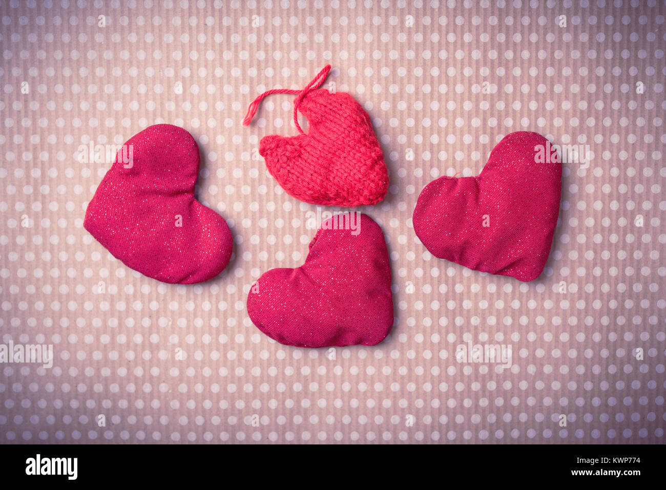 Colorful knitted hearts Stock Photo - Alamy