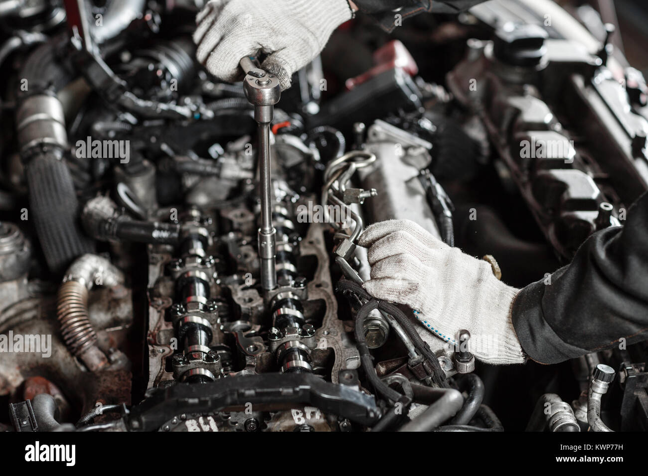 Diesel Truck Mechanic Working