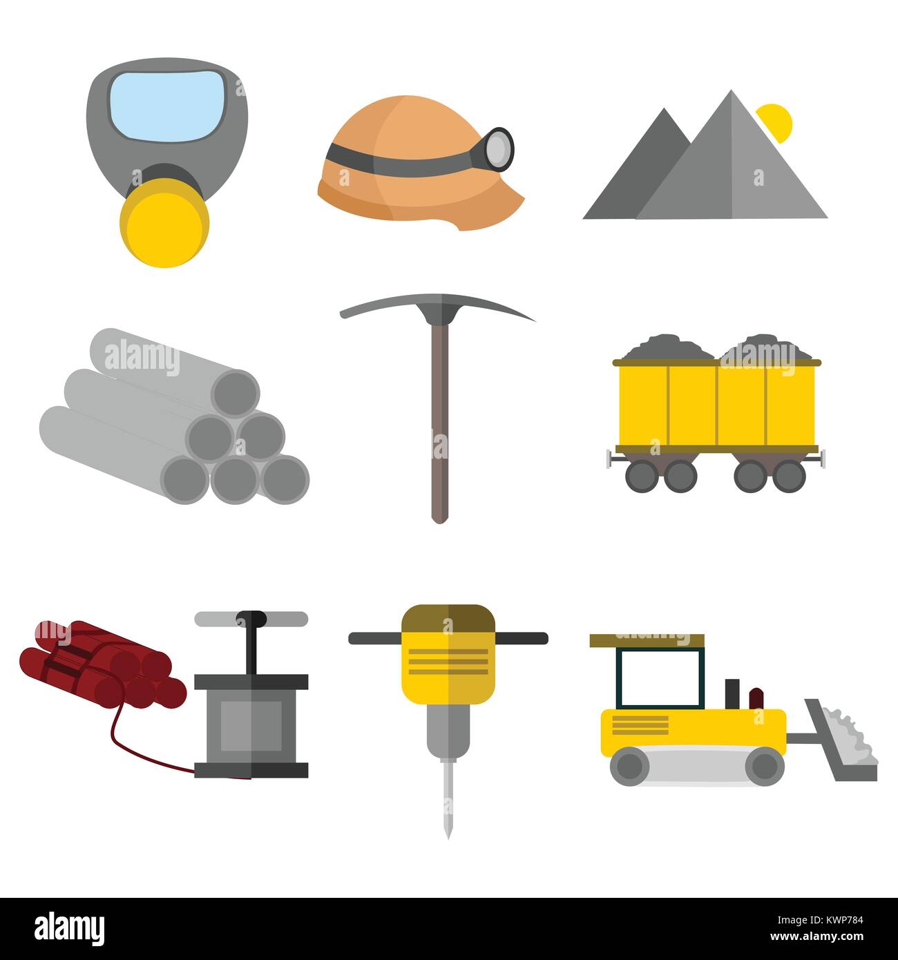Flat Style Equipment Tool Mining Vector Illustration Graphic Design Set ...