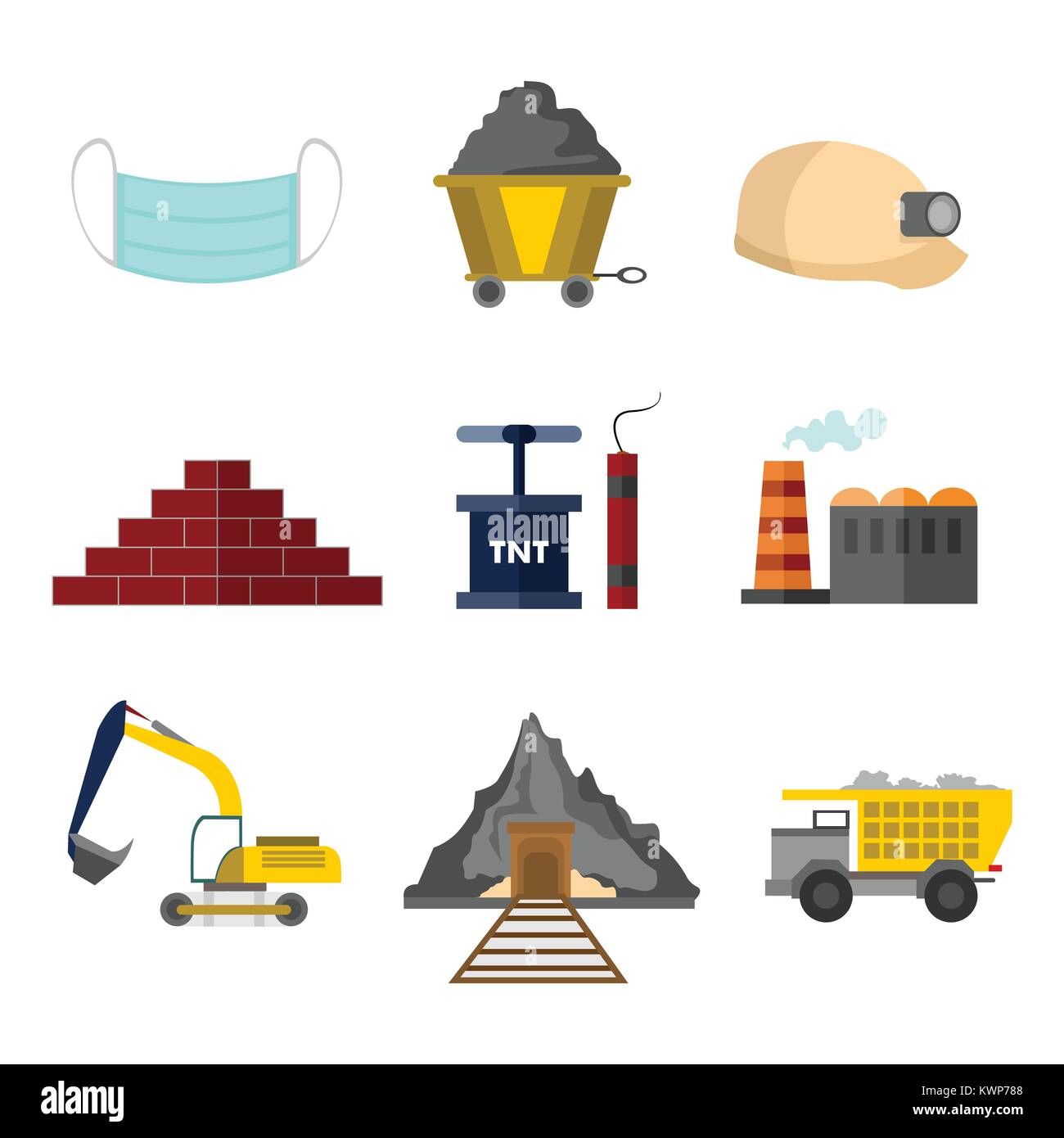 Flat Style Mining Related Vector Illustration Graphic Design Set Stock ...