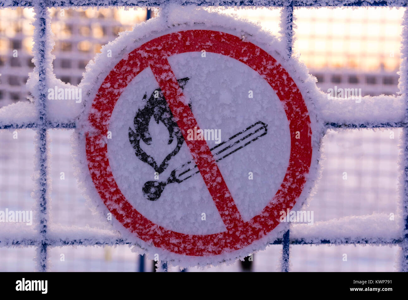 No open flame sign. No fire. It is forbidden to make fire. Frozen sign ...