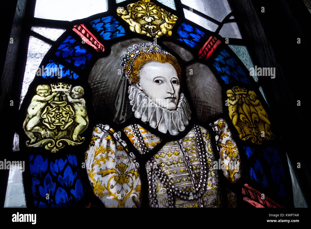 Stained glass window of Elizabeth I at Gore Hotel, London, England ...
