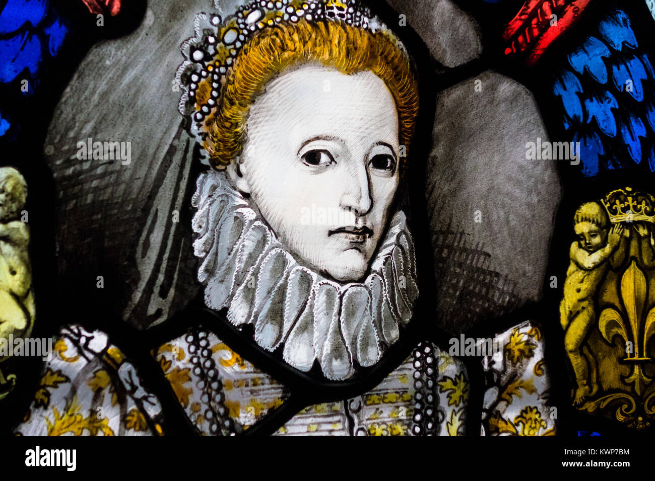 Stained glass window of Elizabeth I at Gore Hotel, London, England ...
