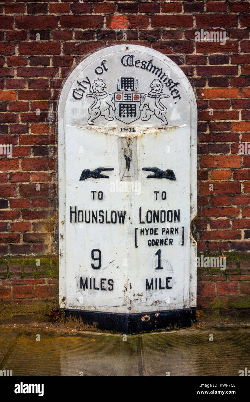 Milestone in Kensington, London Stock Photo - Alamy