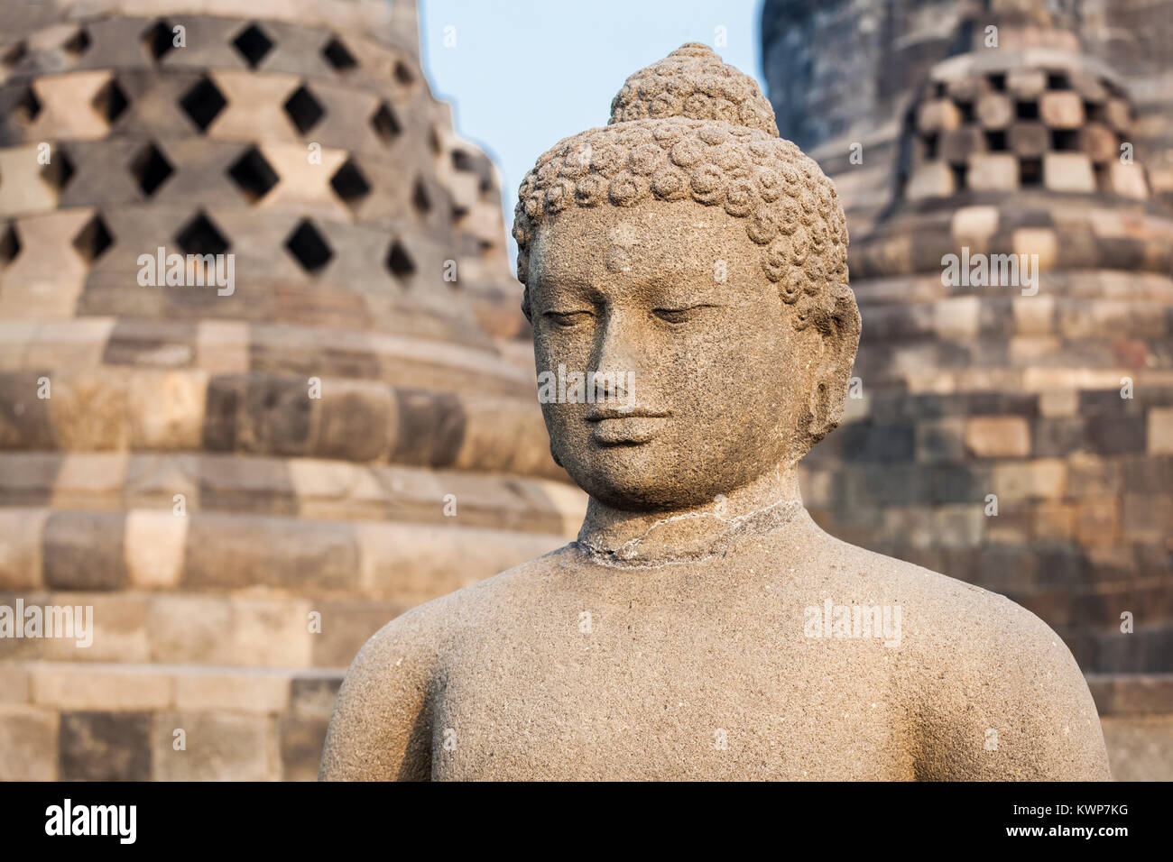 Buddha statue in Borobudur Temple, Java island, Indonesia Stock Photo ...