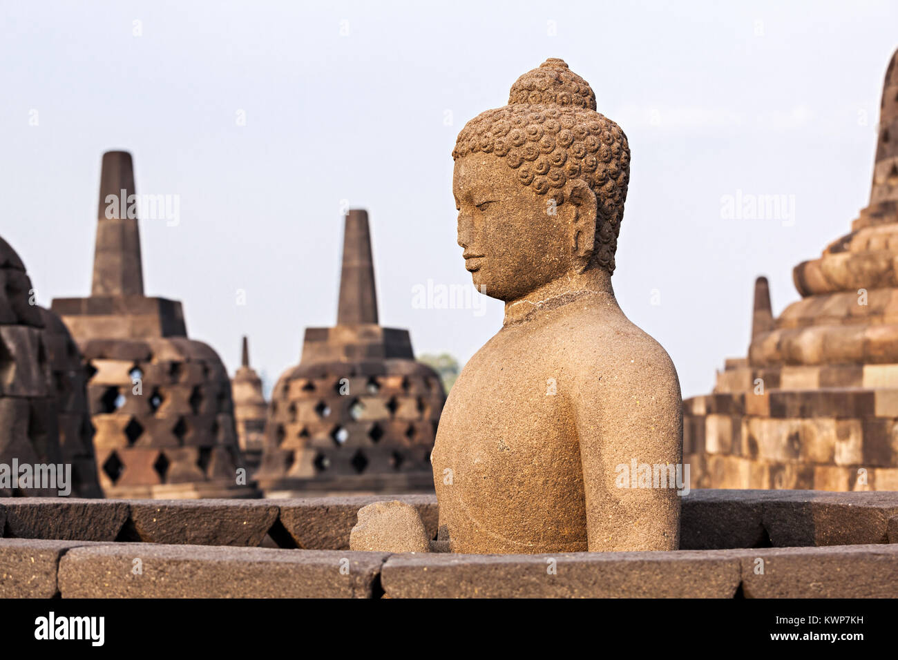 Buddha statue in Borobudur Temple, Java island, Indonesia Stock Photo ...