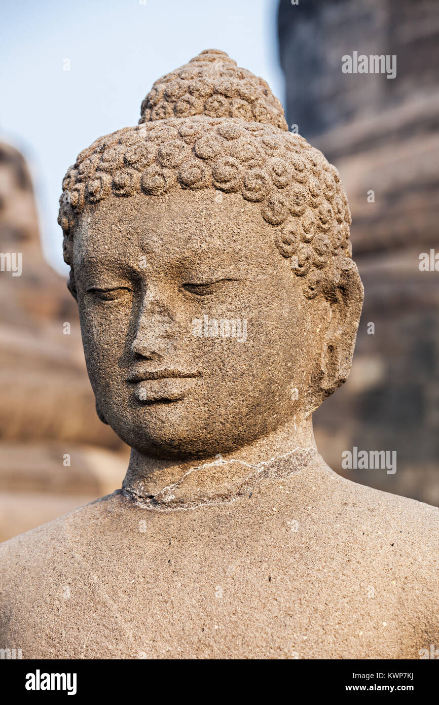 Buddha statue in Borobudur Temple, Java island, Indonesia Stock Photo ...
