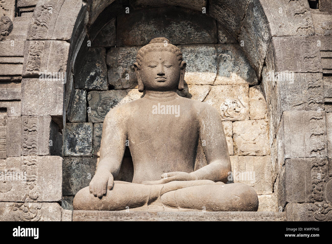 Buddha statue in Borobudur Temple, Java island, Indonesia Stock Photo ...