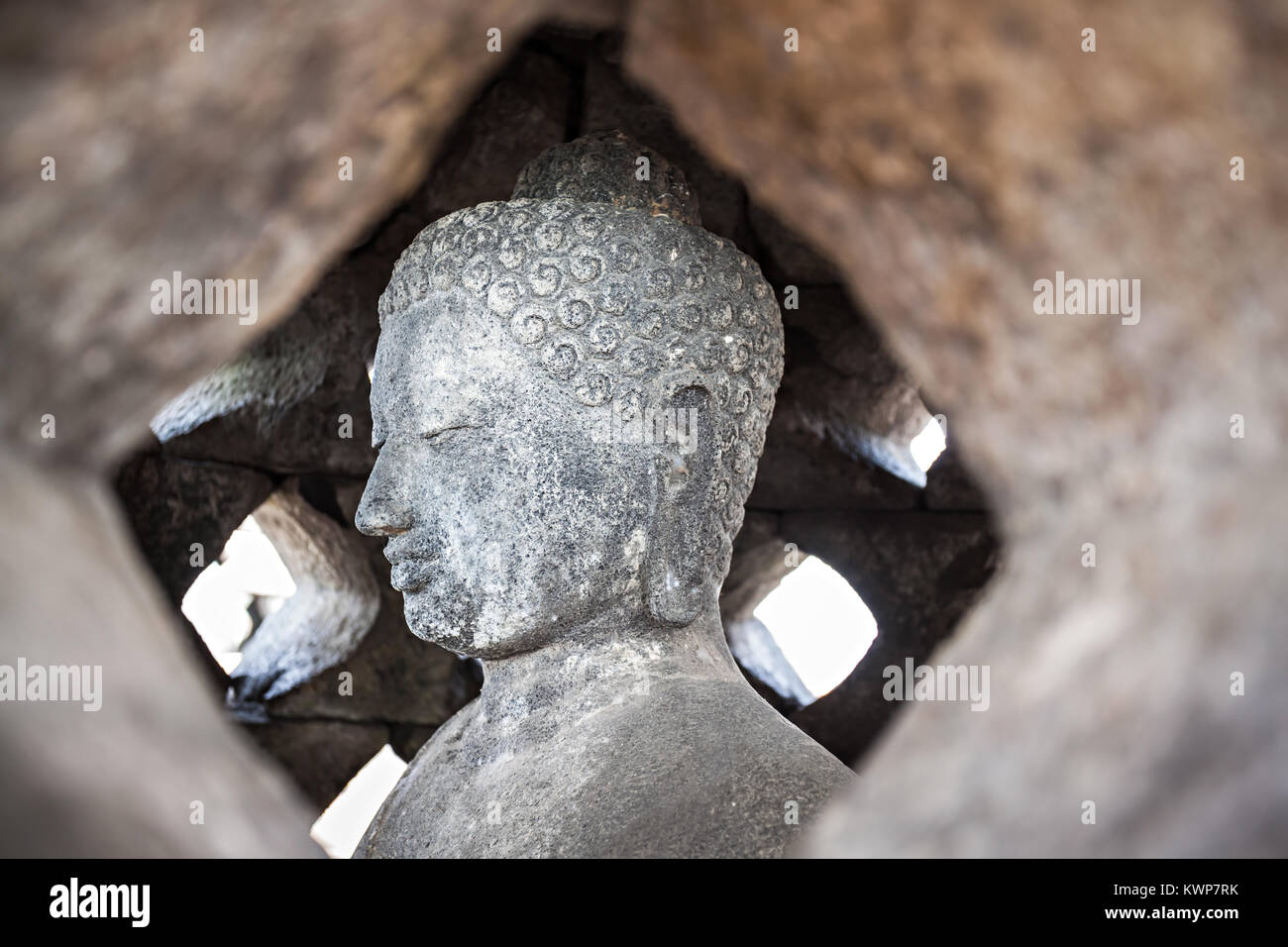 Buddha statue in Borobudur Temple, Java island, Indonesia Stock Photo ...